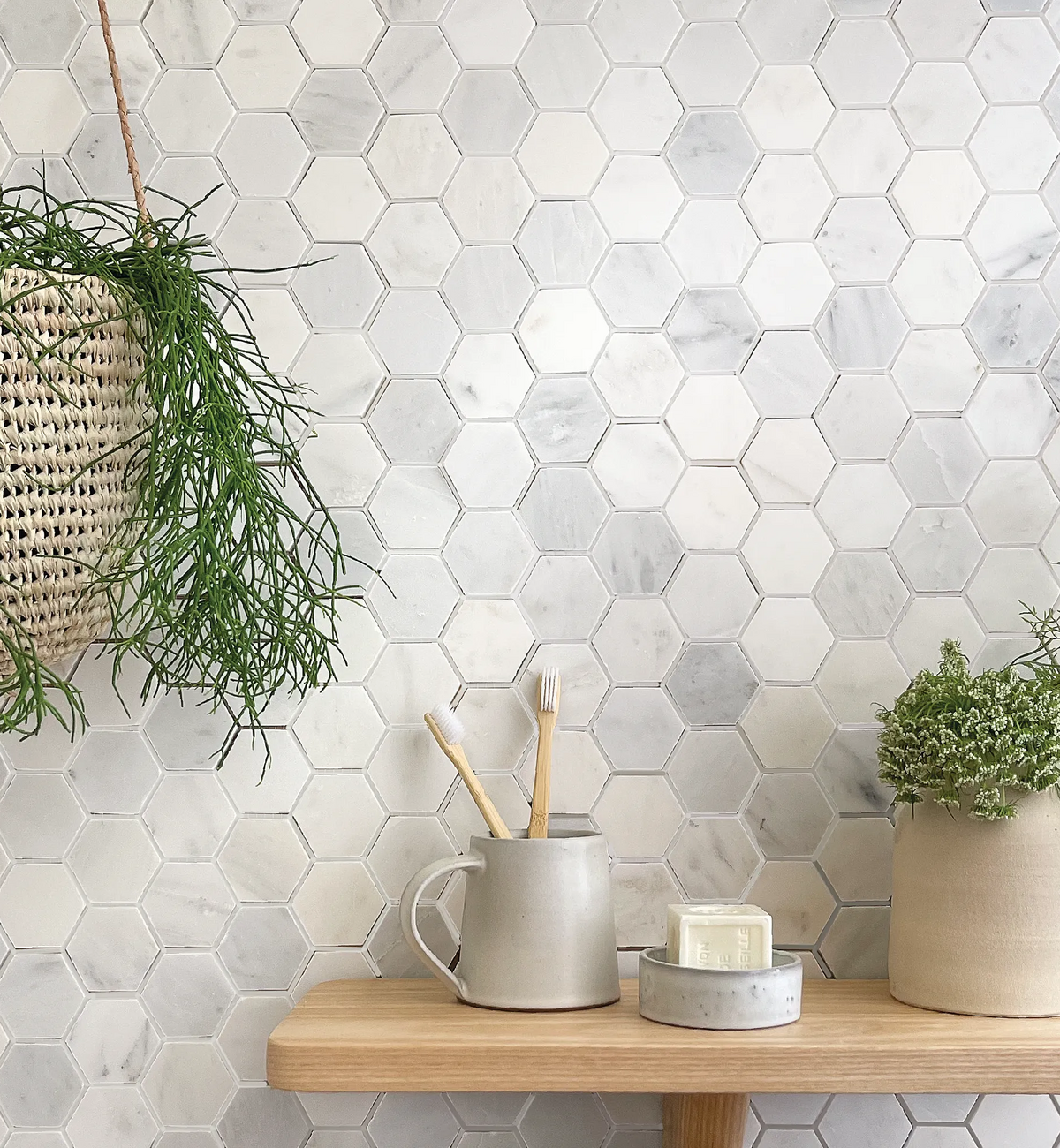 East Hampton Large Hexagon Mosaic | Wall & Floor Tiles | Fired Earth