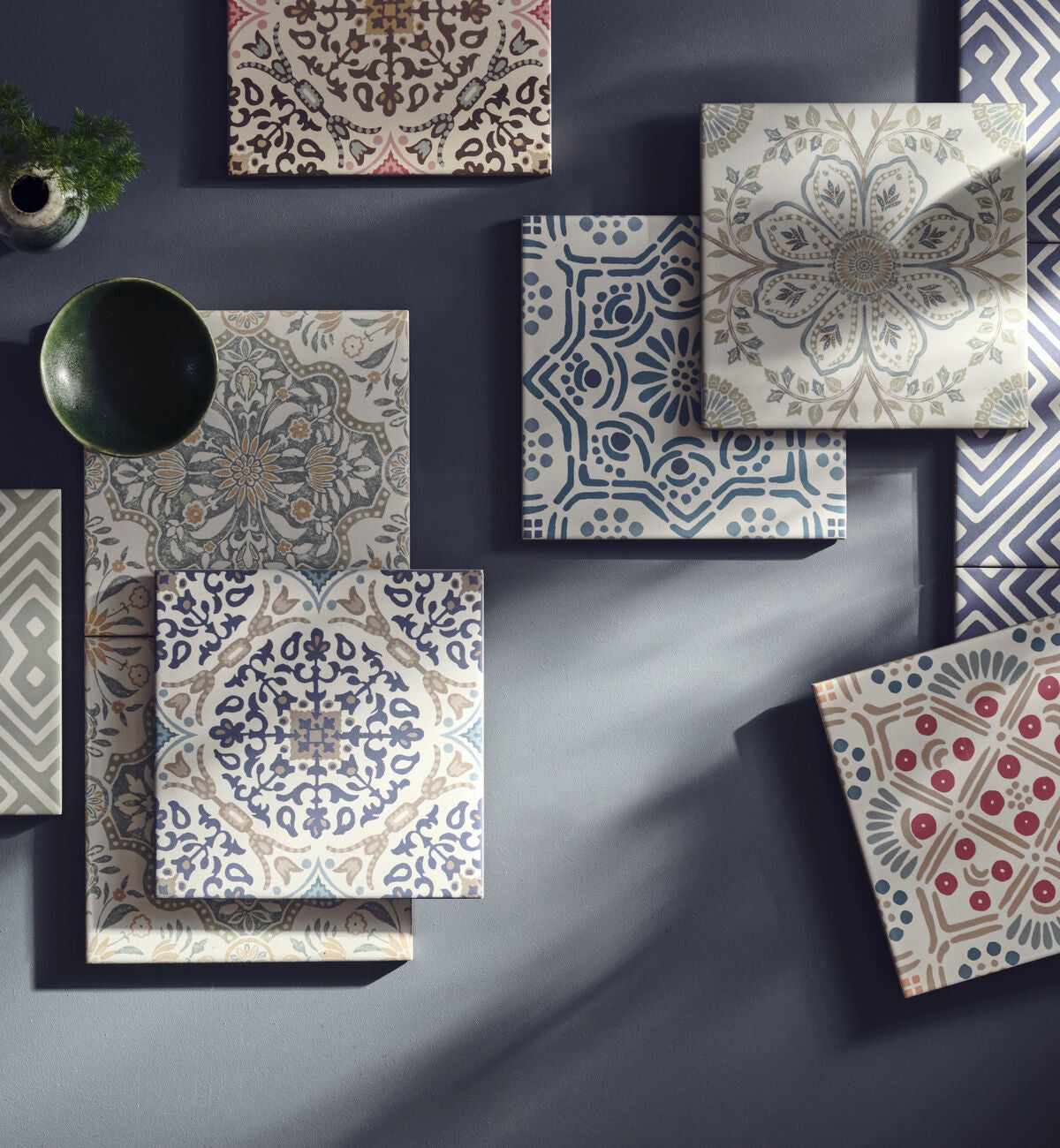 Nina Campbell Ronda Blue | Porcelain Patterned Tile | Fired Earth