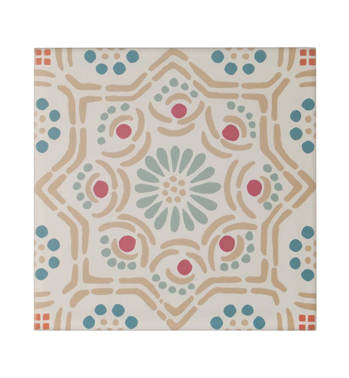 Nina Campbell Ronda Coral Aqua | Porcelain Pattern Tile | Fired Earth