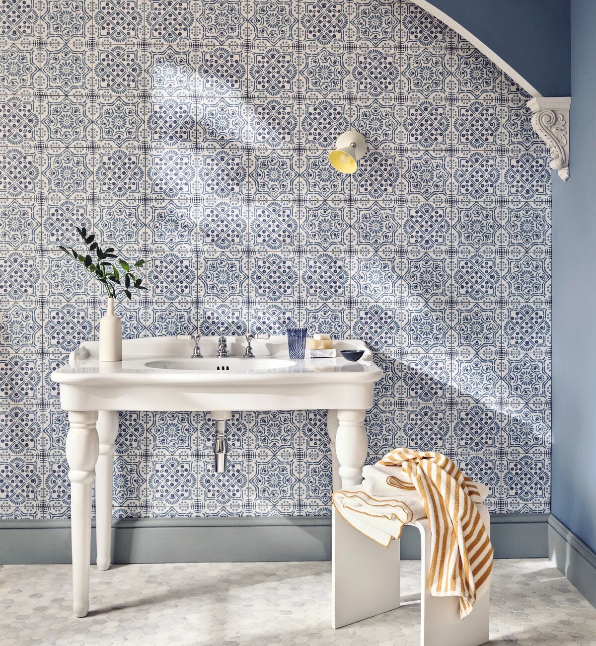 Nina Campbell Ronda Blue | Porcelain Patterned Tile | Fired Earth