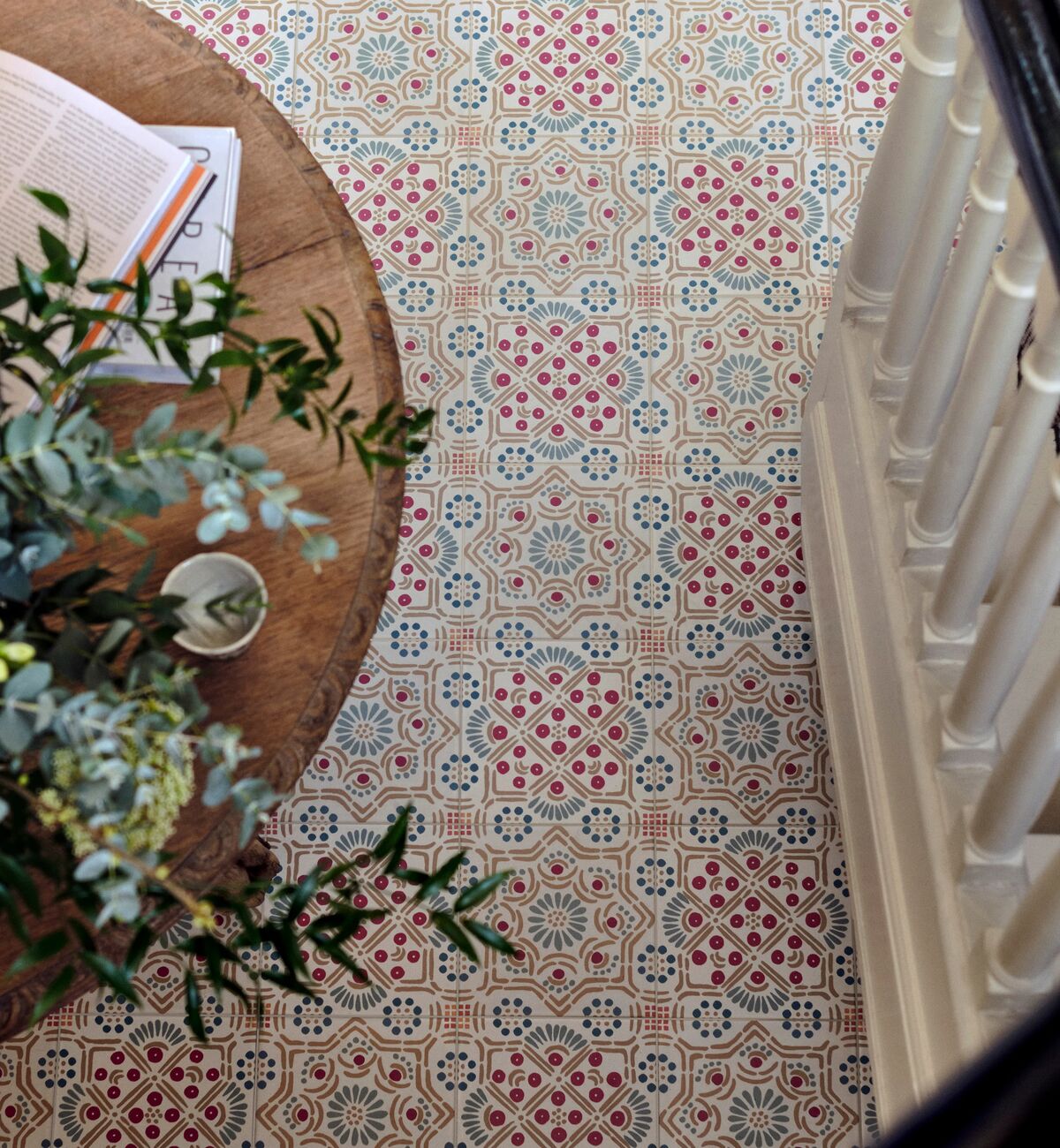 Nina Campbell Ronda Coral Aqua | Porcelain Pattern Tile | Fired Earth