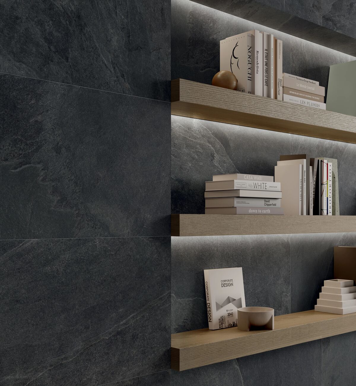 Shale Rectangular Slate Effect Tile Black | Fired Earth Tiles