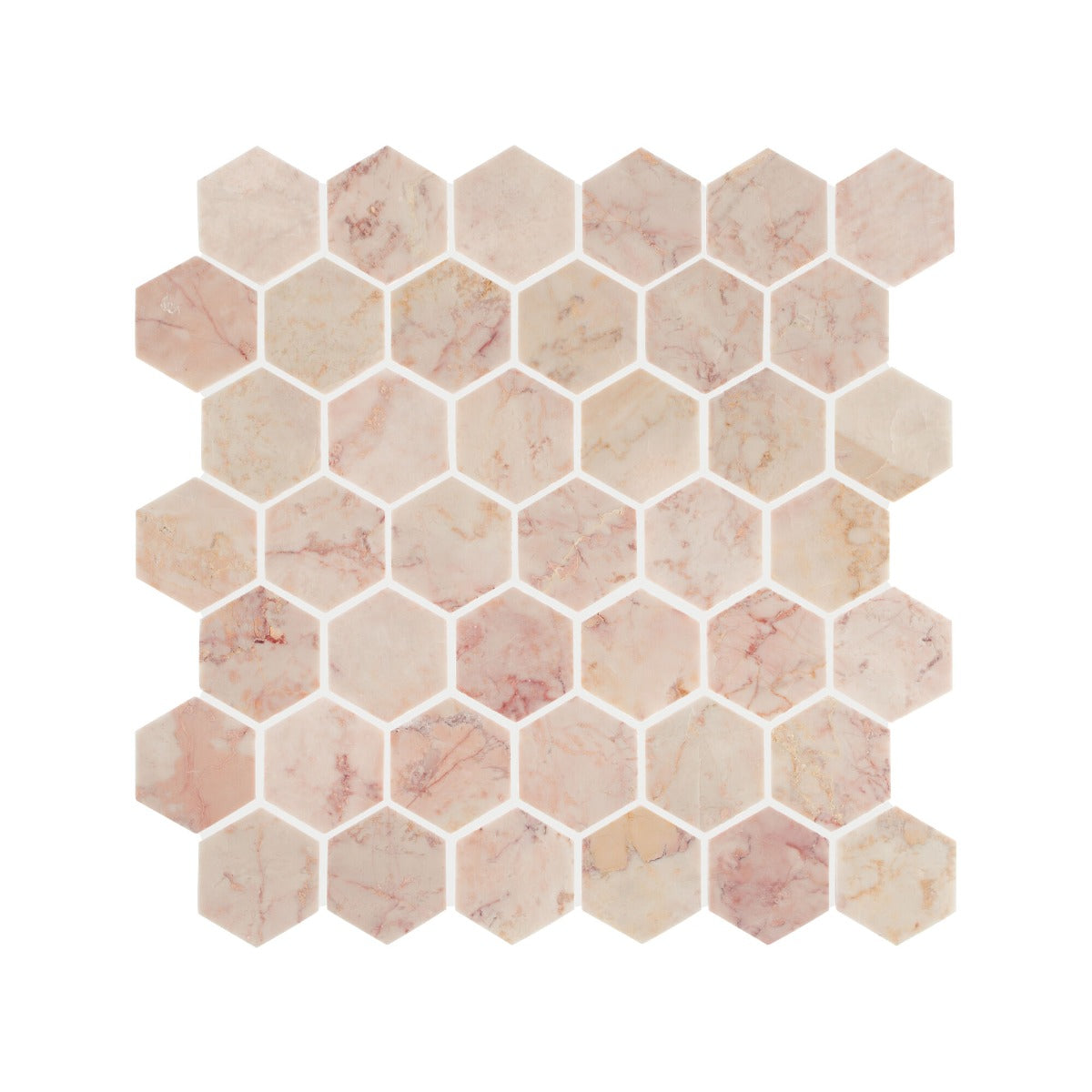 Aegean Pink Large Hexagon Marble Mosaic | Wall & Floor Tiles – Fired Earth