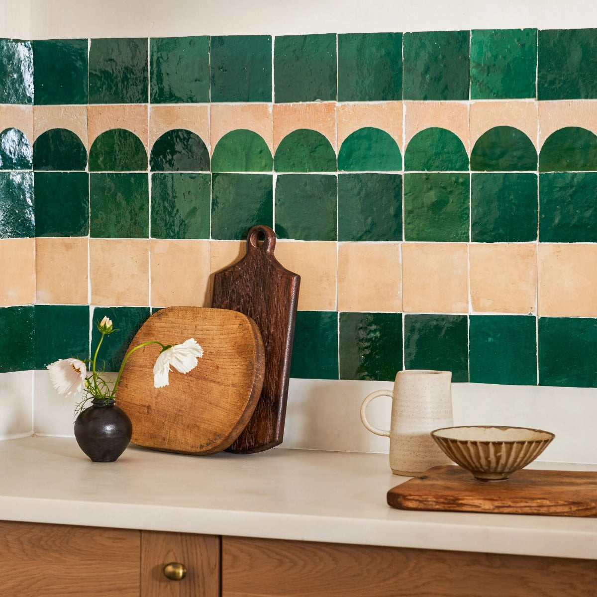 Medina Moss Green Belen Handmade Moroccan Zellige Tile | Fired Earth