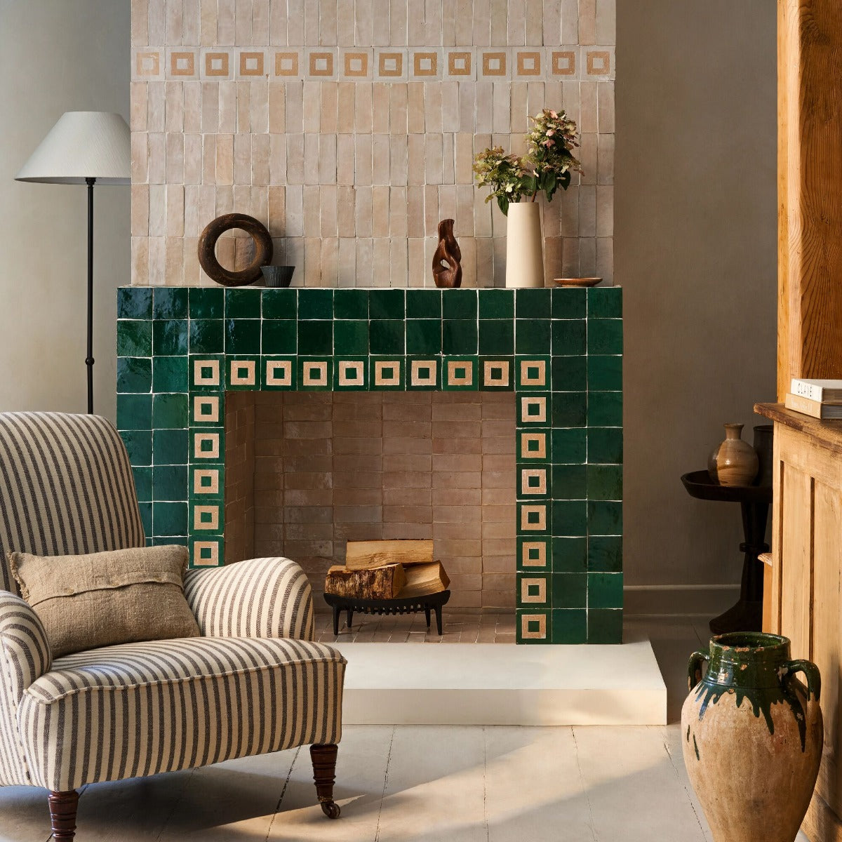 Medina Moss Green Zellige Square – Fired Earth