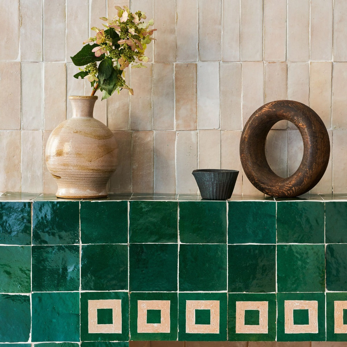 Medina Moss Green Zellige Square – Fired Earth