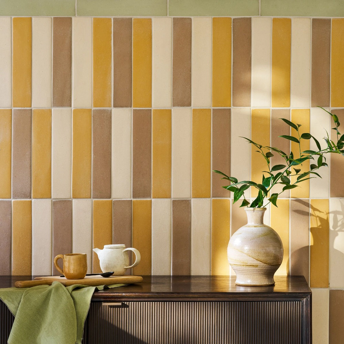 Balance Olive | Handcrafted Stoneware Tile | Fired Earth